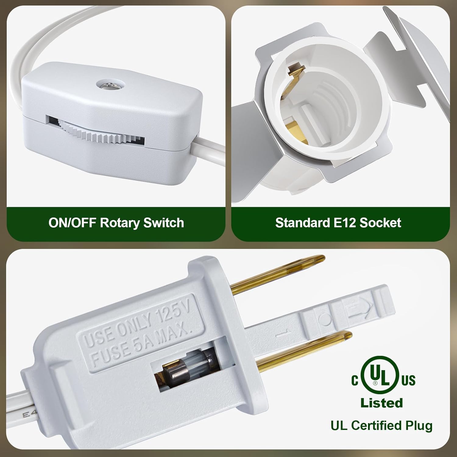 SURAIELEC 6ft Accessory Cord with One Led Light Bulb, Christmas Blow Mold Light Kit Replacement ...