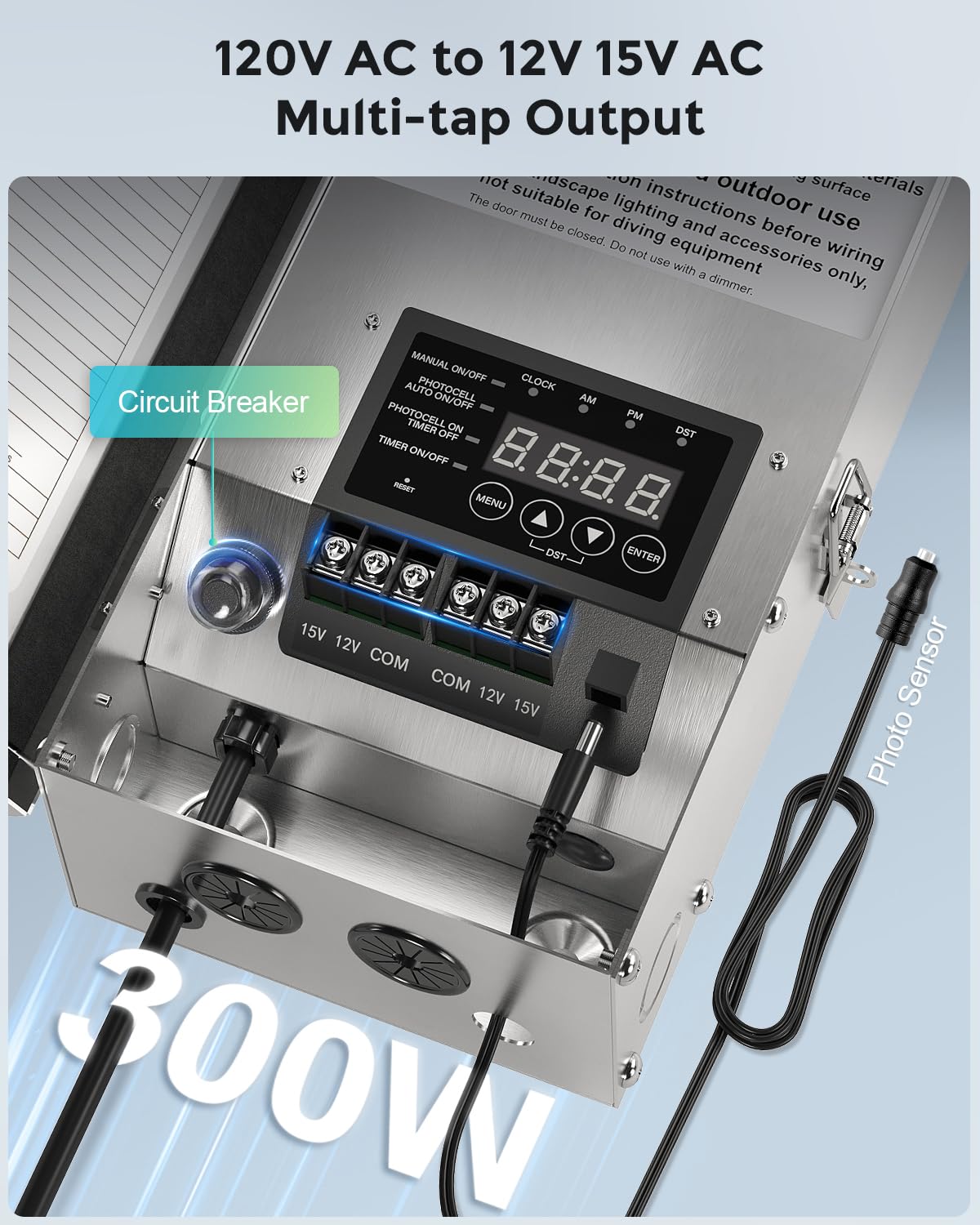 SURAIELEC 300W Landscape Transformer (12V/15V AC), Outdoor Low Voltage ...