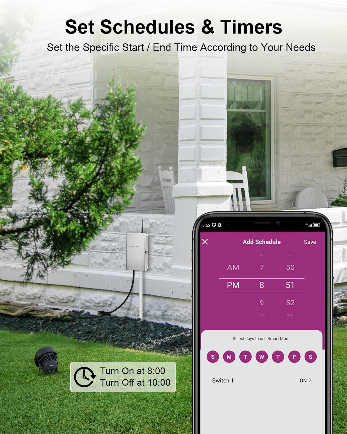 SURAIELEC 300W Smart Landscape Lighting Transformer, 2.4 Ghz Wi-Fi Low ...