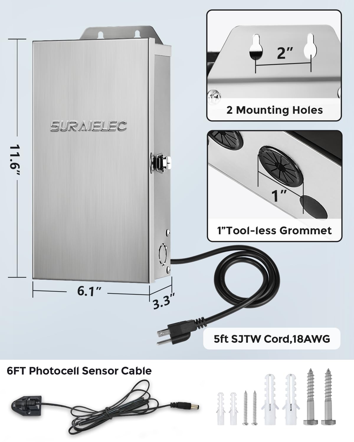 SURAIELEC 300W Landscape Transformer (12V/15V AC), Outdoor Low Voltage ...